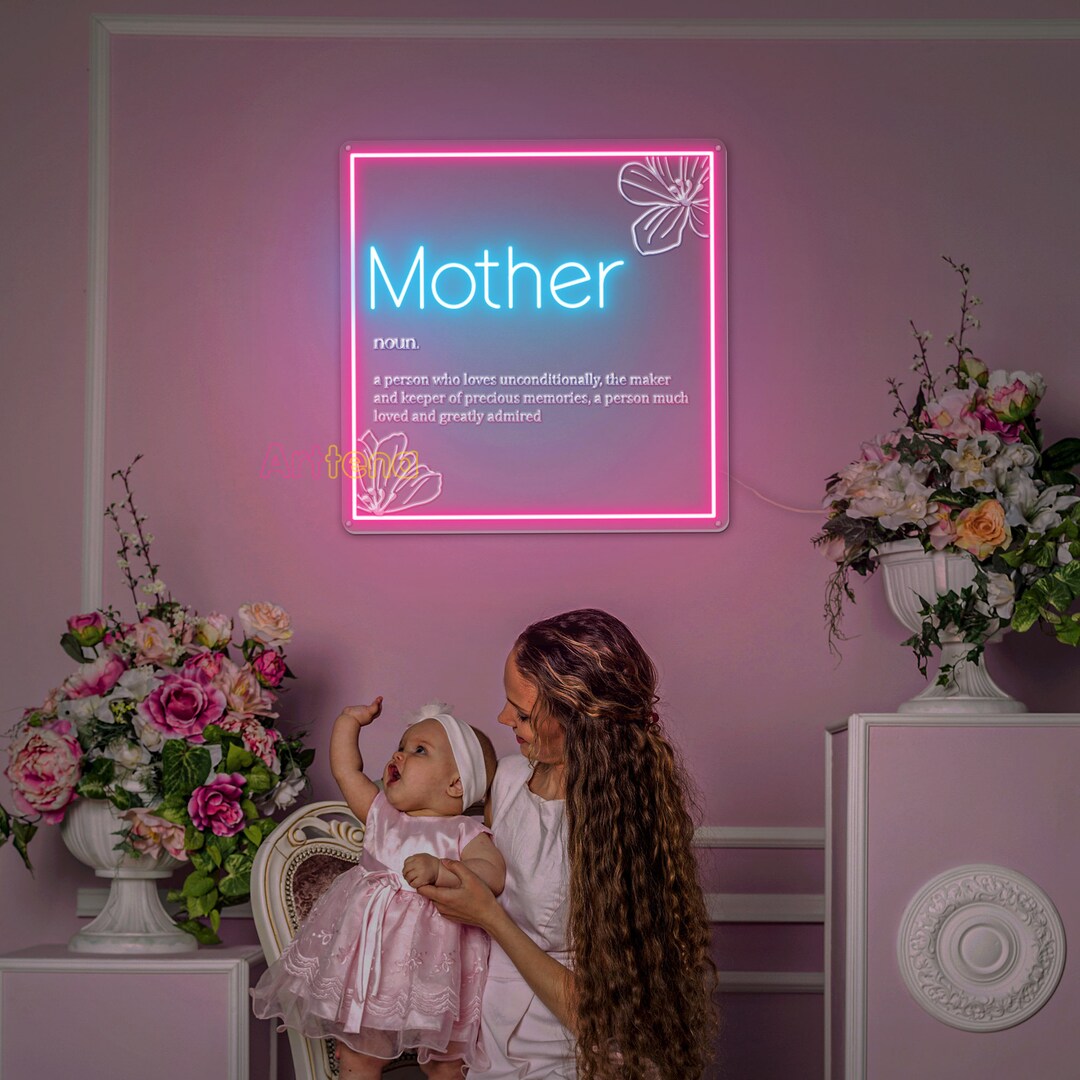 Definition of Mother Neon Sign Best Mom Ever Happy Mother's Day Custom ...
