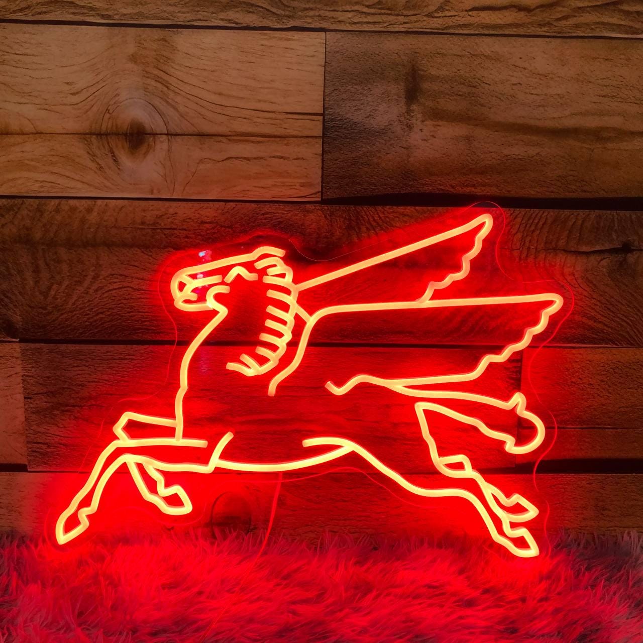 LED Pegasus Neon Sign, Neon Wall Art - Sunrise and Winged Flying Horse ...