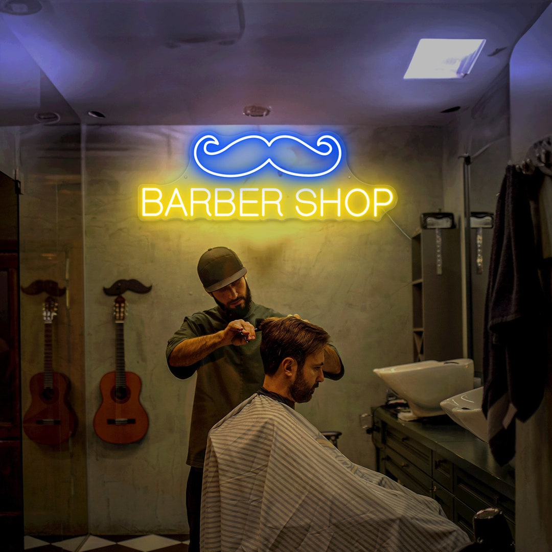 Mustache Neon Sign, Barbershop Neon Sign, Barbershop Neon Sign ...