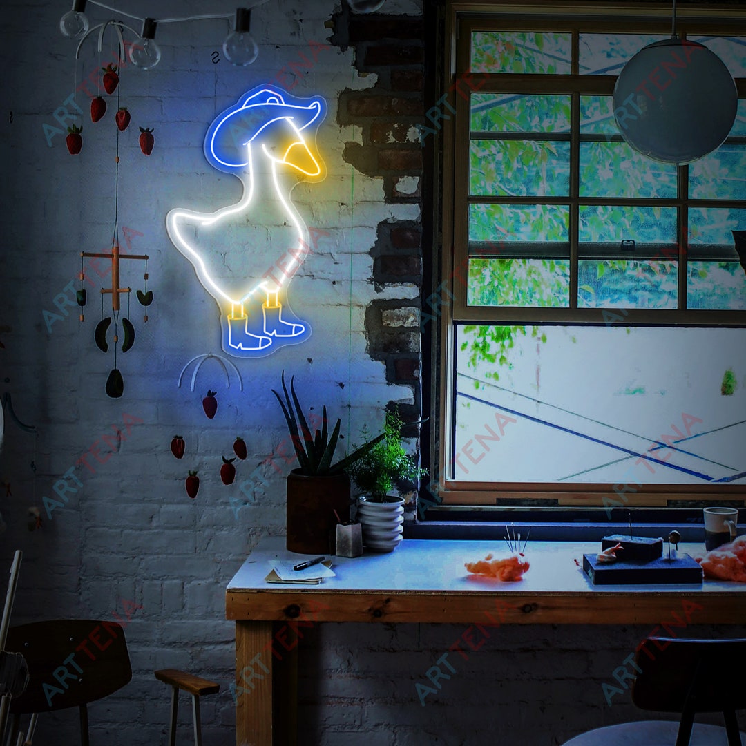 Cowboy Goose Neon Sign, Cowboy Duck Decoration, Western Duck Light Sign ...