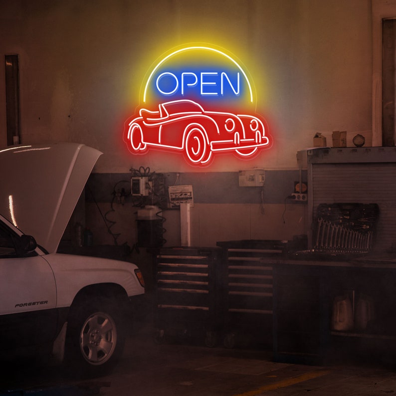 Open Neon Custom Car Neon Signs Garage Decoration Garden Wall - Etsy