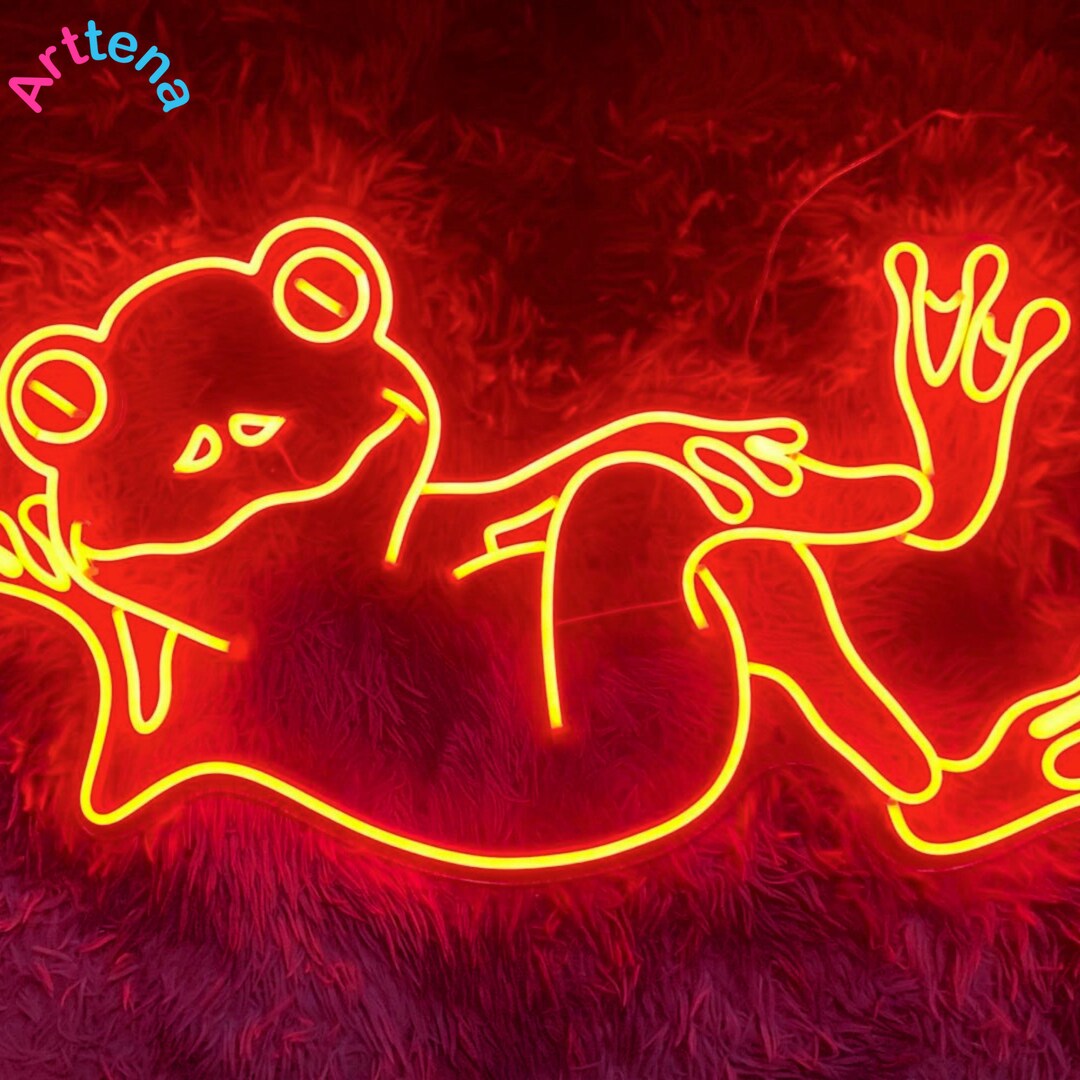 Funny Lying Frog Sign, Cute Frog Neon Sign, Frog Led Sign, Cowboy Man ...