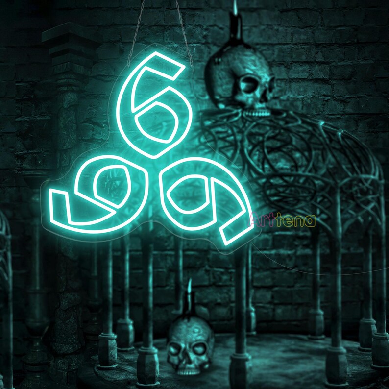 666 Neon Sign, Halloween Neon Sign, Gothic Dark Decor, Baphomet ...