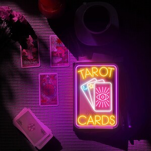 Tarot Card Neon Sign, Tarot Card Reader, Psychic Tarot Moon Stars Neon ...