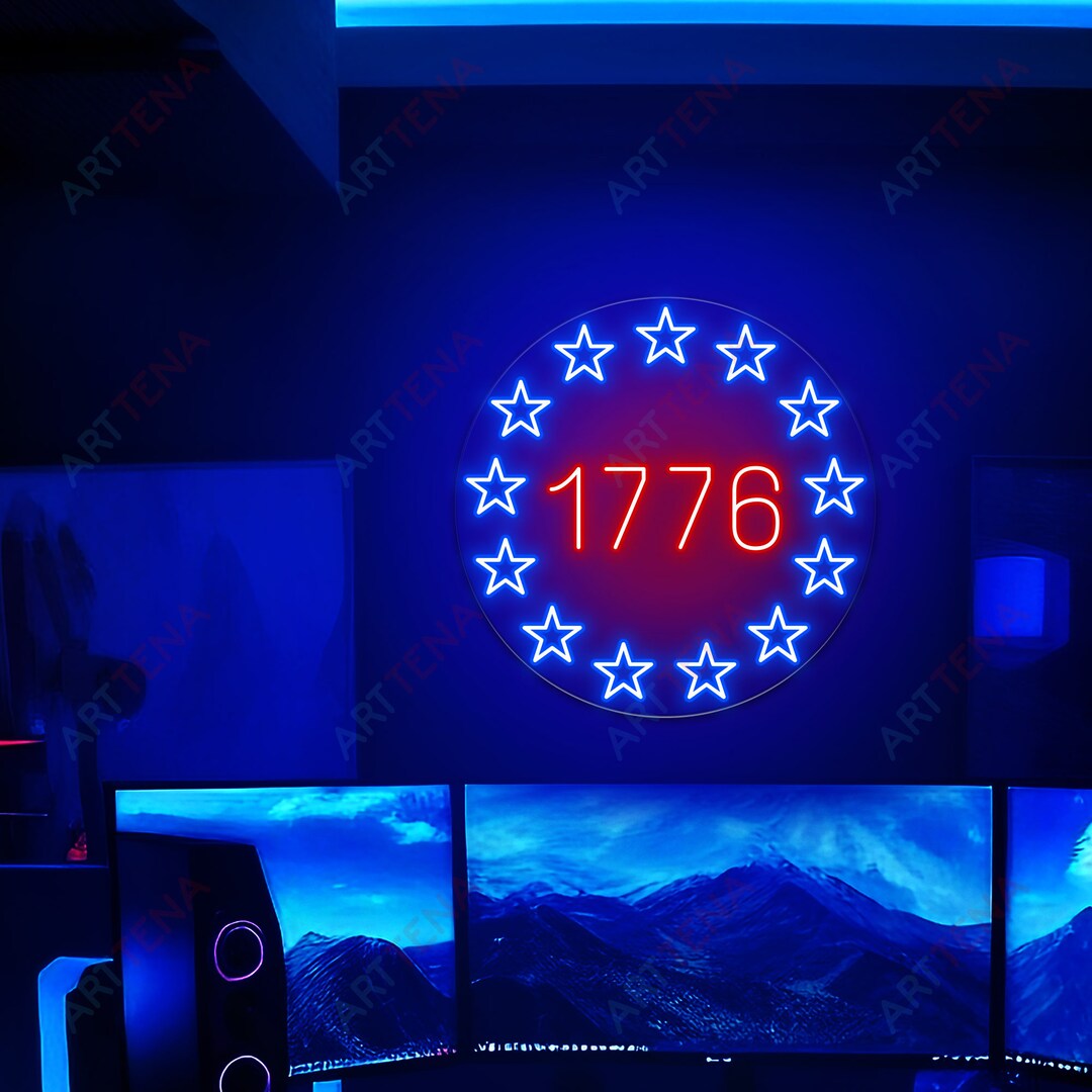 1776 USA Neon Sign, God Bless America LED Light, Patriotic Wall Decor ...