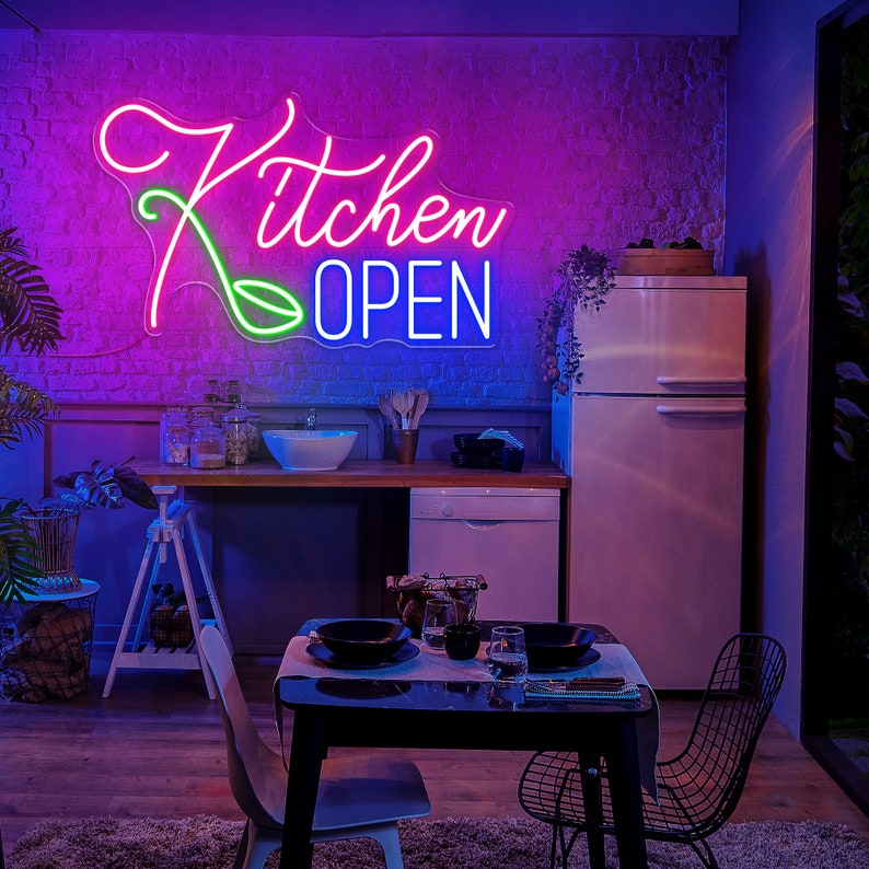 Kitchen Open Neon Sign, Restaurant Decor, Custom Business Logo - Etsy UK