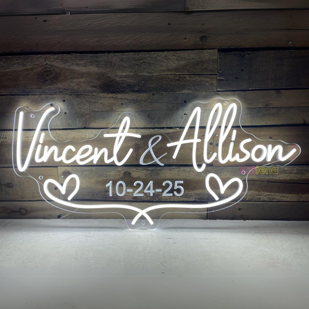 Custom Wedding Neon Sign, Custom Couple Name Date Neon Sign, Wedding ...