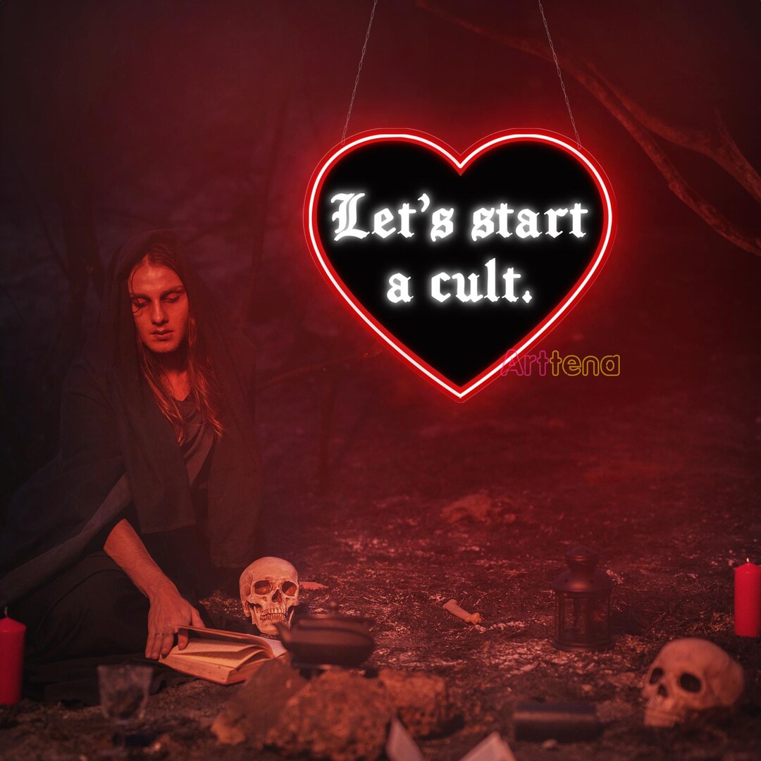 Let's Start A Cult Neon Sign, Halloween LED Light, Halloween Neon Sign ...