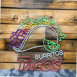 Tacos Burritos Neon Sign, Mexican Tacos Led Sign Mexican Food Neon ...