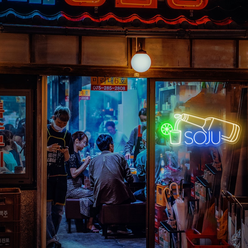 Korea Neon Sign, Soju Light Sign, Bar Neon Sign, Neon Light for Home ...