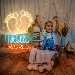 Hello World Neon Sign Newborn Neon Sign Baby Shower Gift Gift for New ...