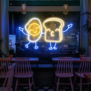 Cute Toast Neon Sign Kawaii Breakfast Gift Kids Room Kitchen Decor ...