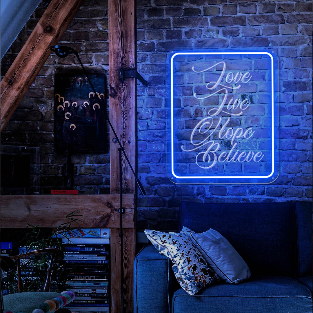 Love Live Hope Believe Neon Sign Home Decor Custom Room Decor Neon ...