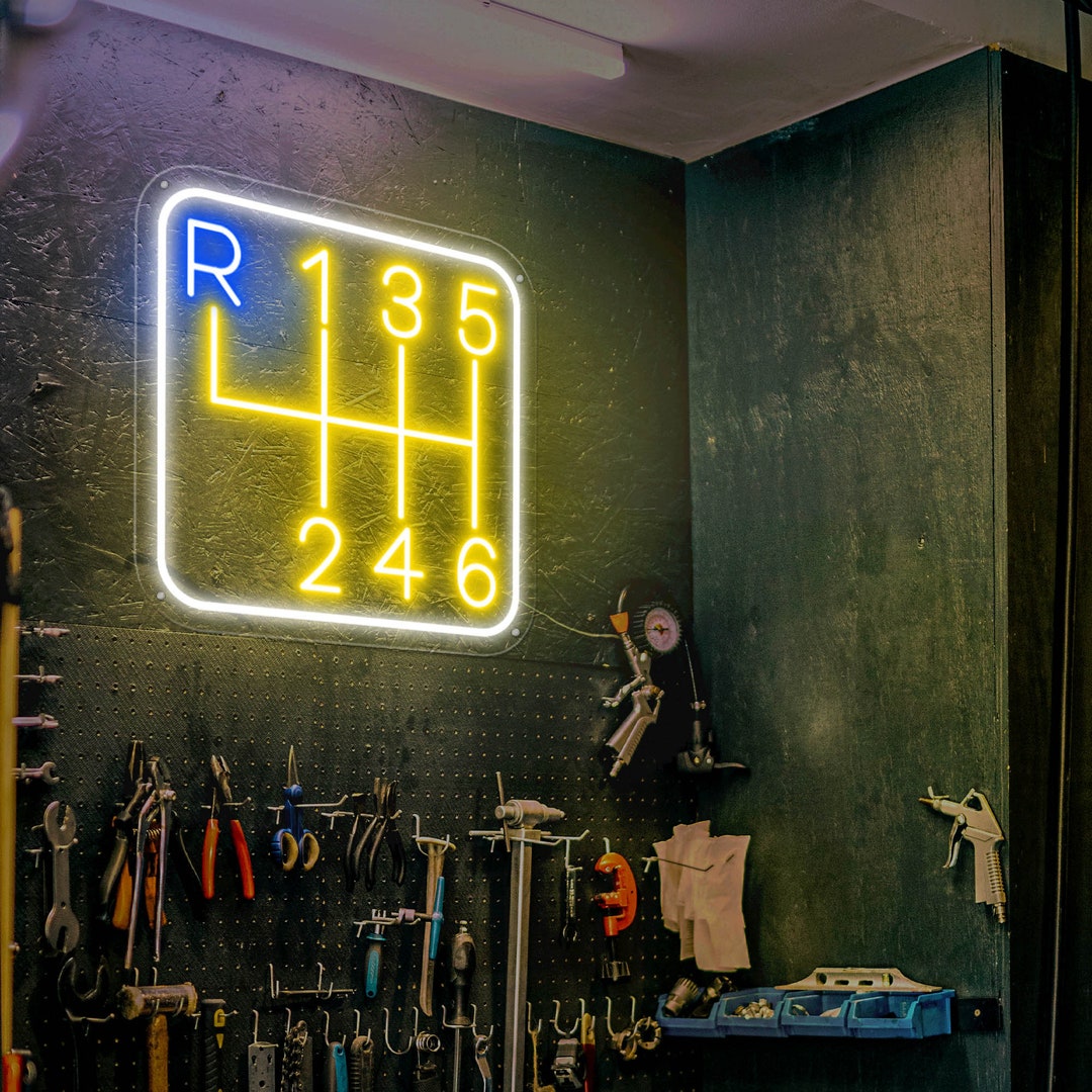 Car Gearbox Neon Sign Gearbox Neon Sign Speed Gear Neon Sign Automotive ...