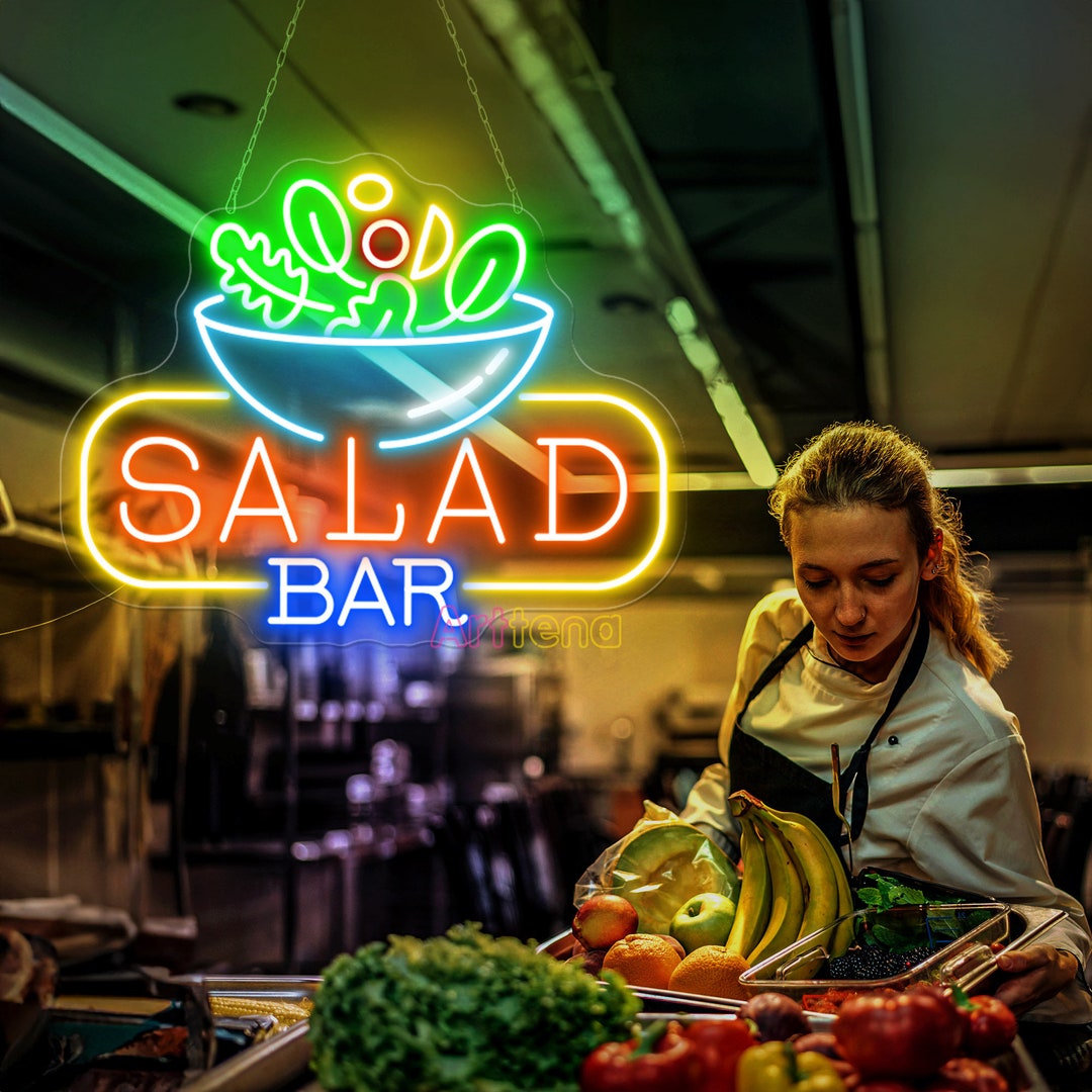 Salad Bar Neon Sign Healthy Salad Neon LED Sign Restaurant Wall Decor ...