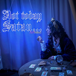 Not Today Santa Neon Sign, Santa Neon Sign, Baphomet Pentagram Neon ...