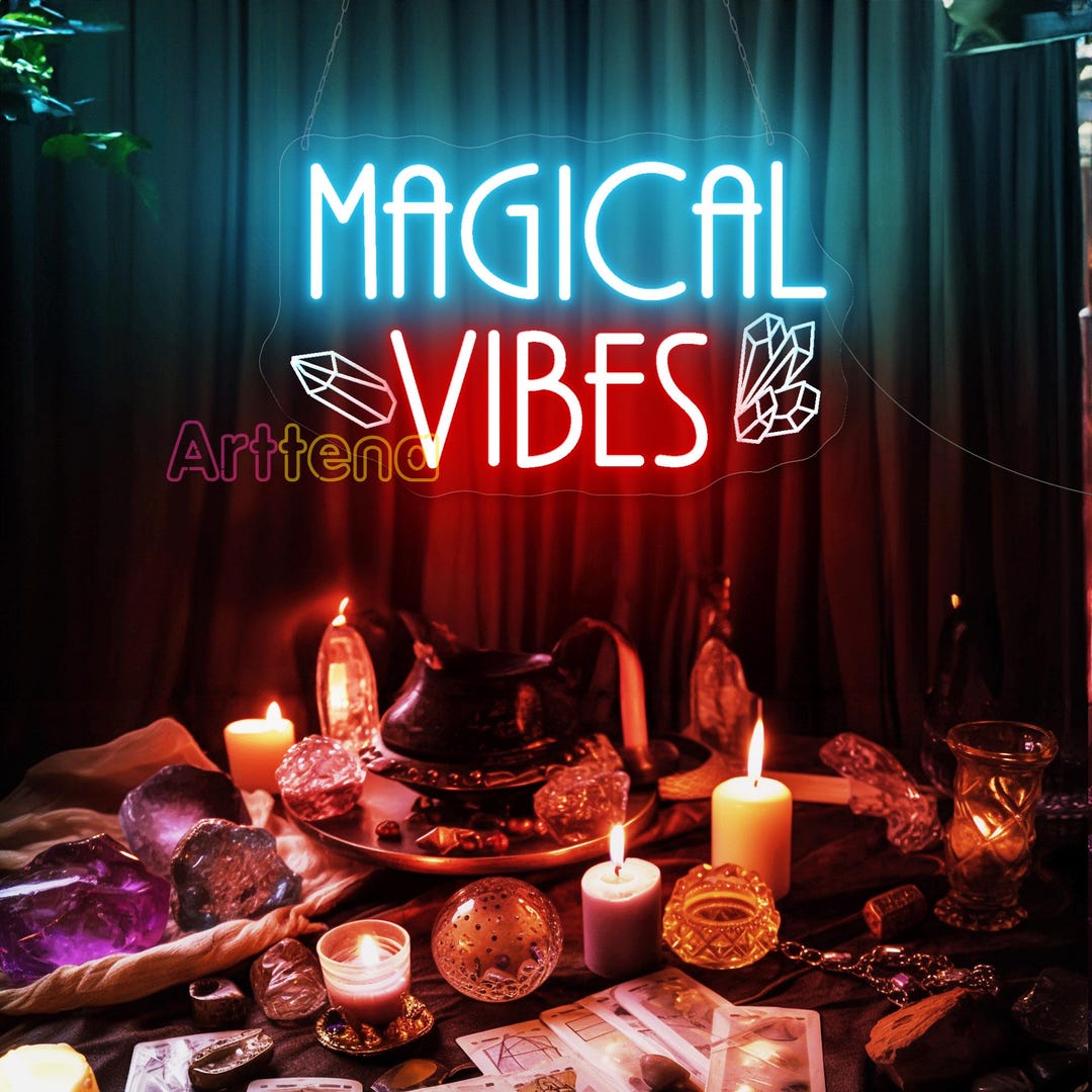 Magical Vibe Neon Sign Astrology Tarot Sign Tarot Cards Reading Psychic ...