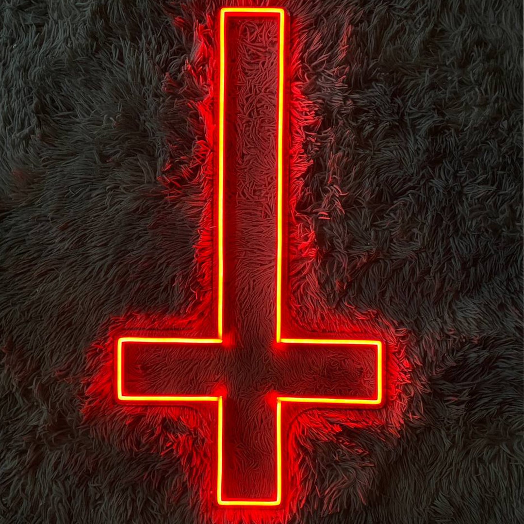 Jesus Neon Sign Light Neon Sign Wall Art Decor Led Inverted Cross, Neon Cross LED Neon Sign, Red ...