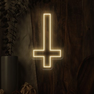 Inverted Cross LED Neon Sign, Red Upside Down Cross Light - Etsy