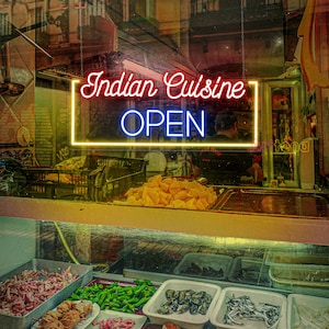 Indian Cuisine Open Neon Sign, Indian Food Led Sign, Open Neon Sign ...