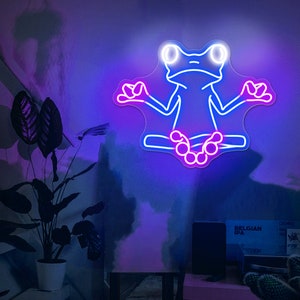 Frog Zen Attitude Neon Sign, Meditating Frog Sign Light, Meditation ...