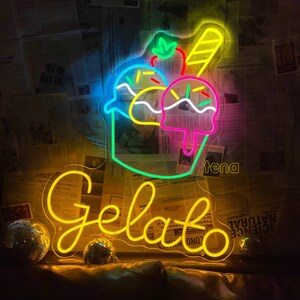 Gelato Neon Sign Ice Cream Shop LED Sign Gelato Open LED Light Custom ...