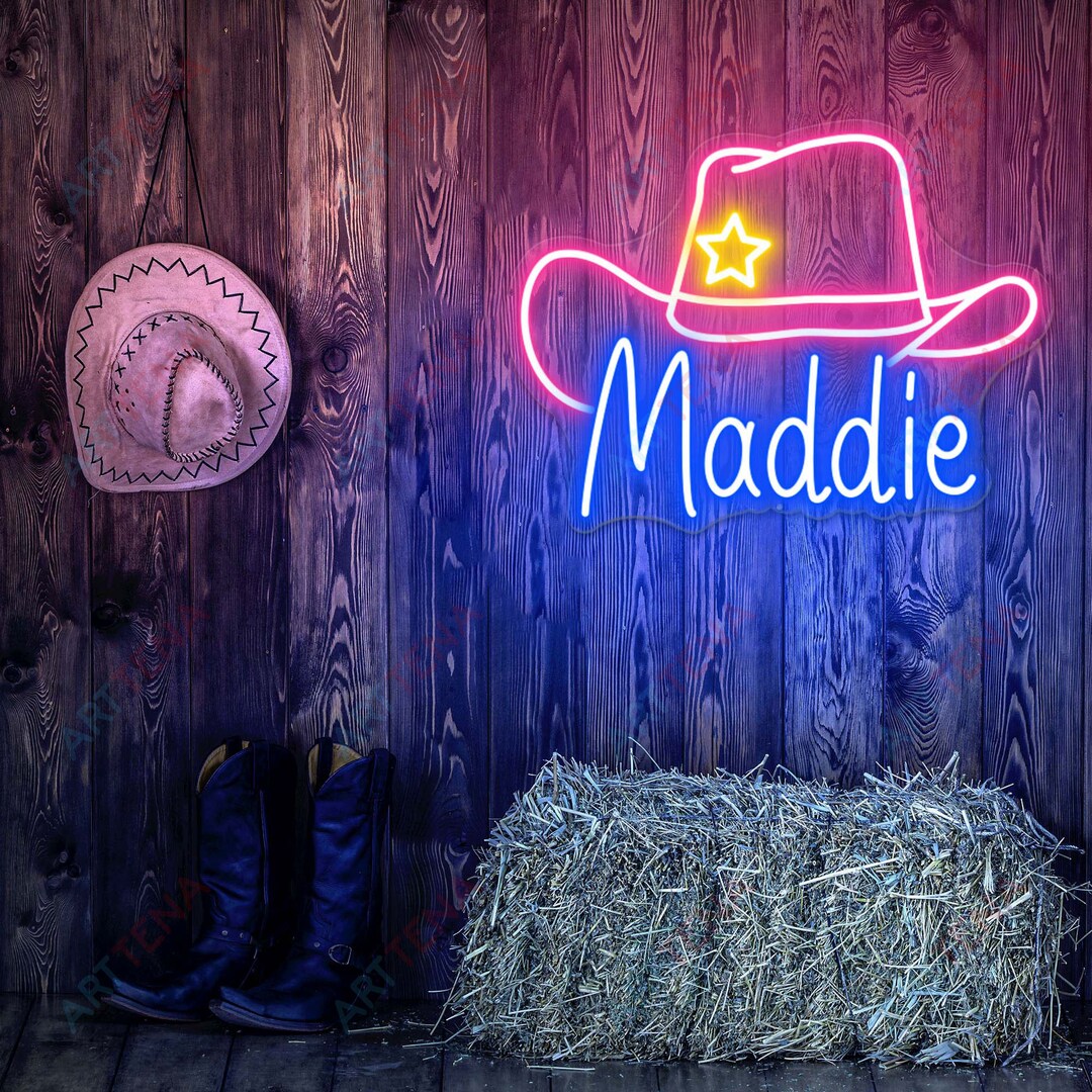 Custom Name Cowboy Neon Sign, Cowboy Hat Neon Sign, Cowboy Hat With ...