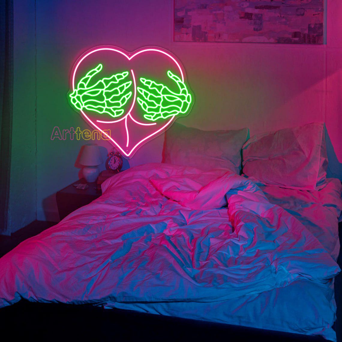 Peach Bum Mirror Neon Light. Fruit Led Sign Neon,wall Mirror Art Decor ...
