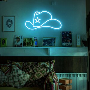 Cow Hat Neon Sign, Cowgirls Light Sign, Custom LED Light, Cowboy Hat ...