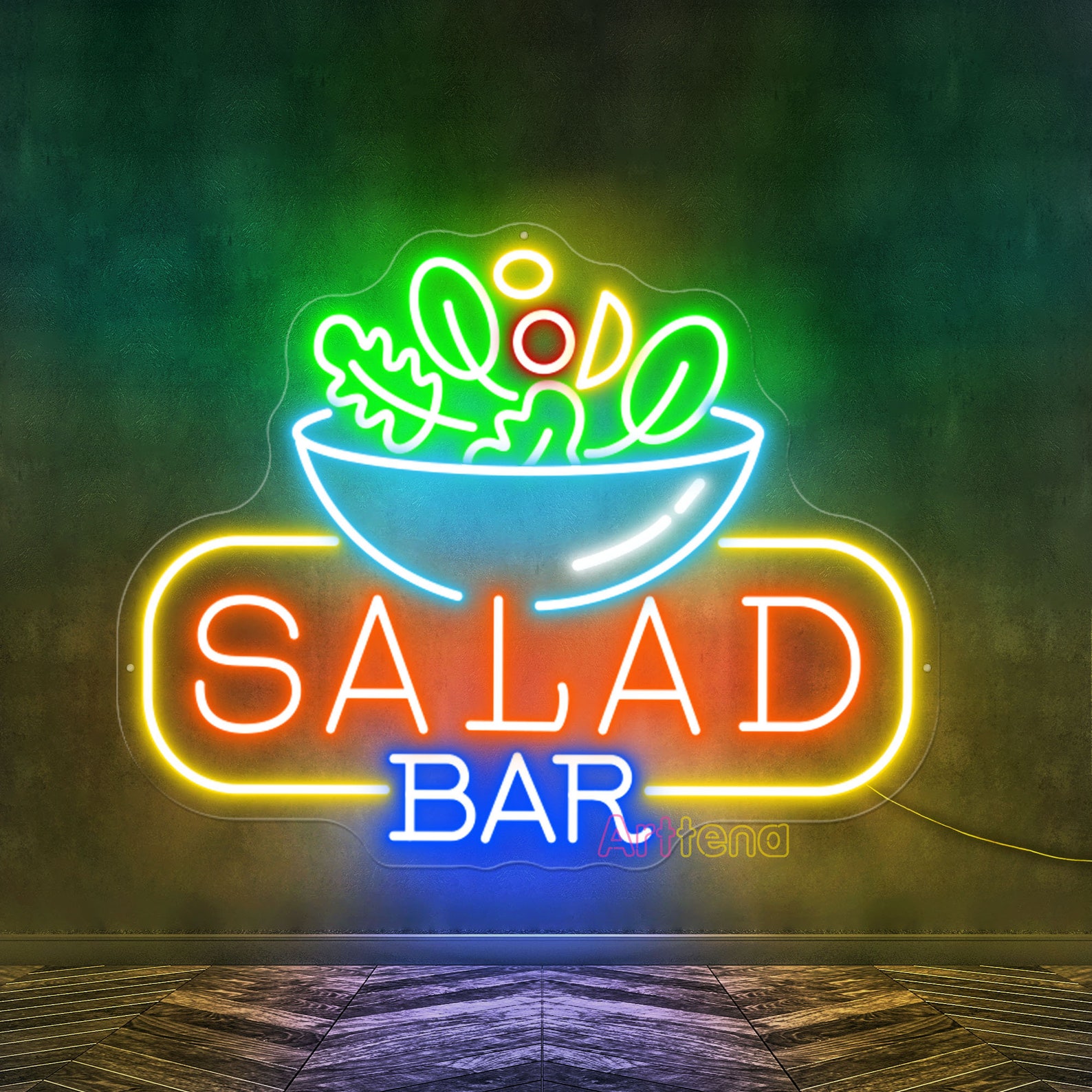 Salad Bar Neon Sign Healthy Salad Neon LED Sign Restaurant Wall Decor ...