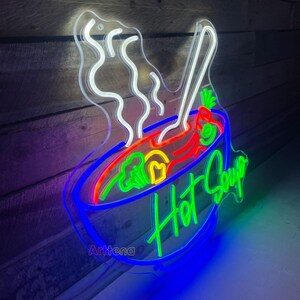 Hot Soup Neon Sign, Hot Soup Led Sign, Kitchen Wall Decor, Decor Led ...