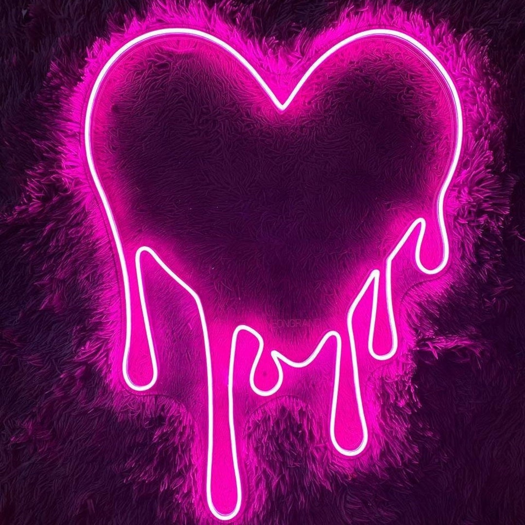 Heart Decoration Led Neon Sign, Dripping Heart Neon Sign, Neon Heart ...