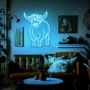 Shetland Cow Neon Sign, Highland Herd Custom Neon Sign, Western Bull ...