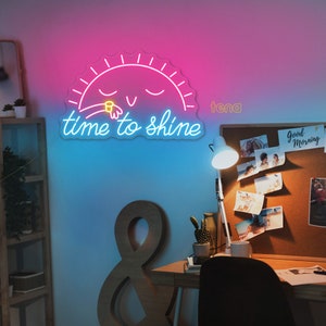 Time to Shine Neon Sign, Sun Shine LED Sign, Custom Neon Sign, Sun LED ...