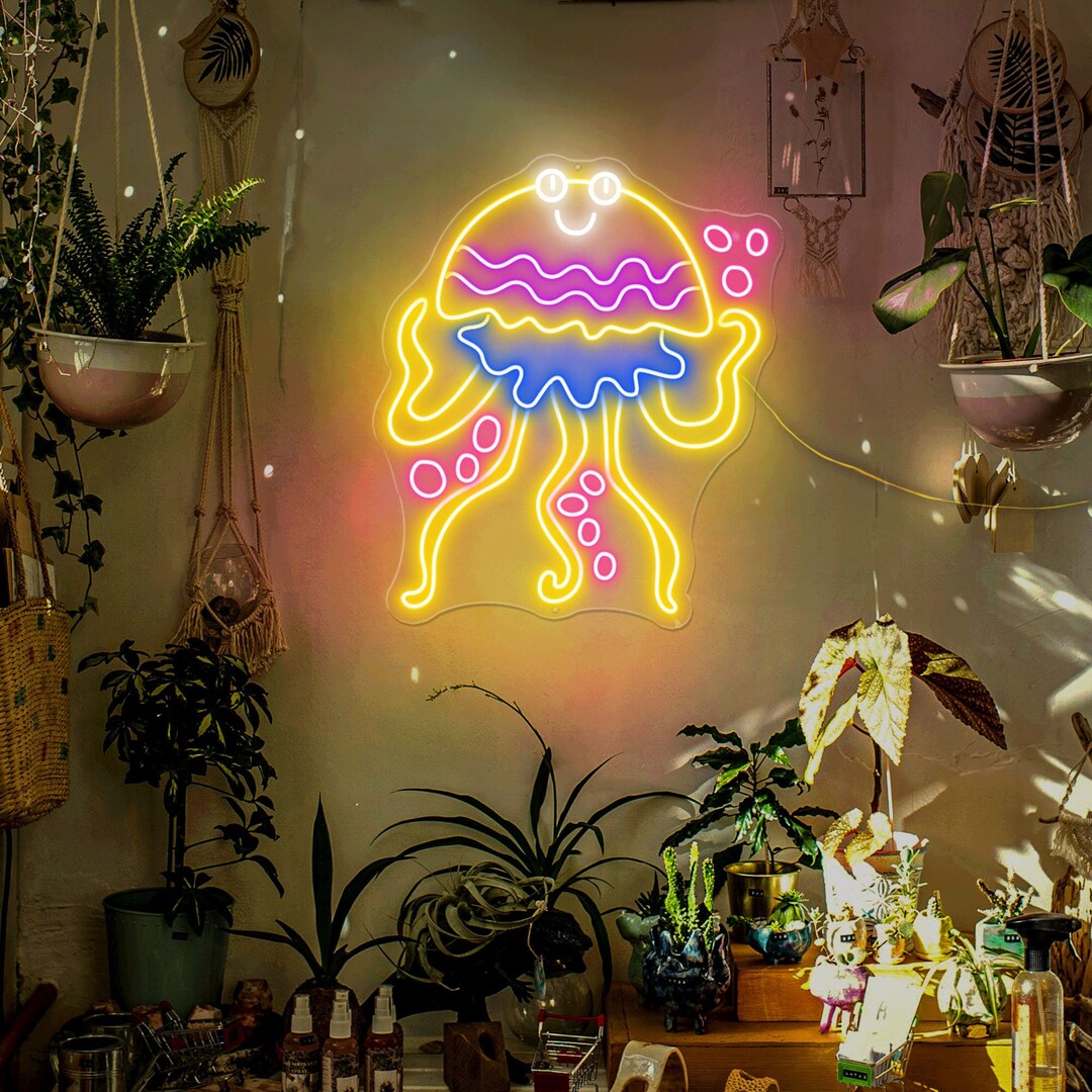 Cute Jelly Fish Neon Sign Jellyfish Wall Art Bedroom Decor Jellyfish ...