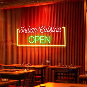 Indian Cuisine Open Neon Sign, Indian Food Led Sign, Open Neon Sign ...