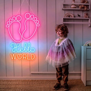 Hello World Neon Sign Newborn Neon Sign Baby Shower Gift Gift for New ...