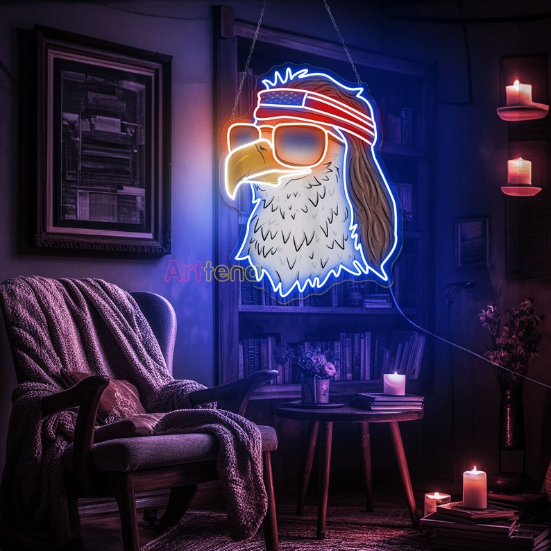 American Bald Eagle Mullet Neon Sign Eagle Mullet USA UV Printing Led ...