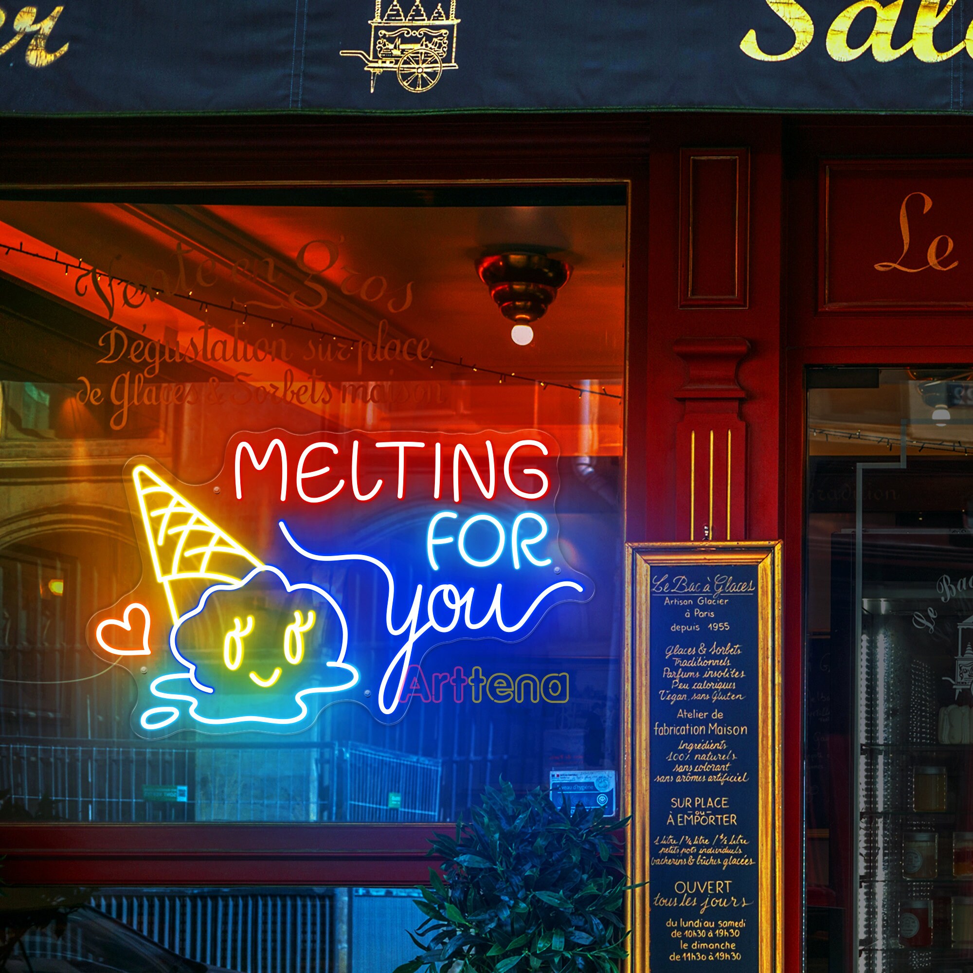 Ice Cream Melting for You Neon Sign Melting Ice Cream Cone Neon Light ...