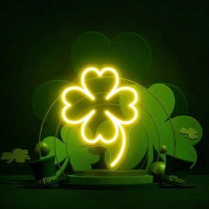 Four Leaf Clover Neon Sign, Lucky Charm Neon Lights, Valentine Gift ...