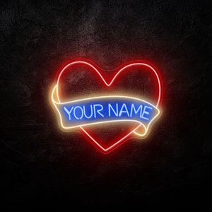 Custom Initials Heart Neon, Wedding Sign, Custom Name With Heart Sign ...