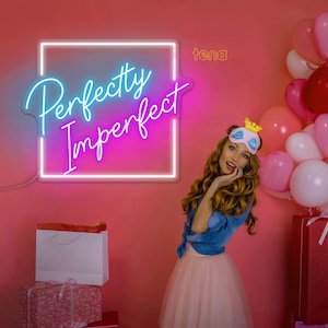 Perfectly Imperfect Neon Sign Inspirational Quotes Wall Art Perfect ...