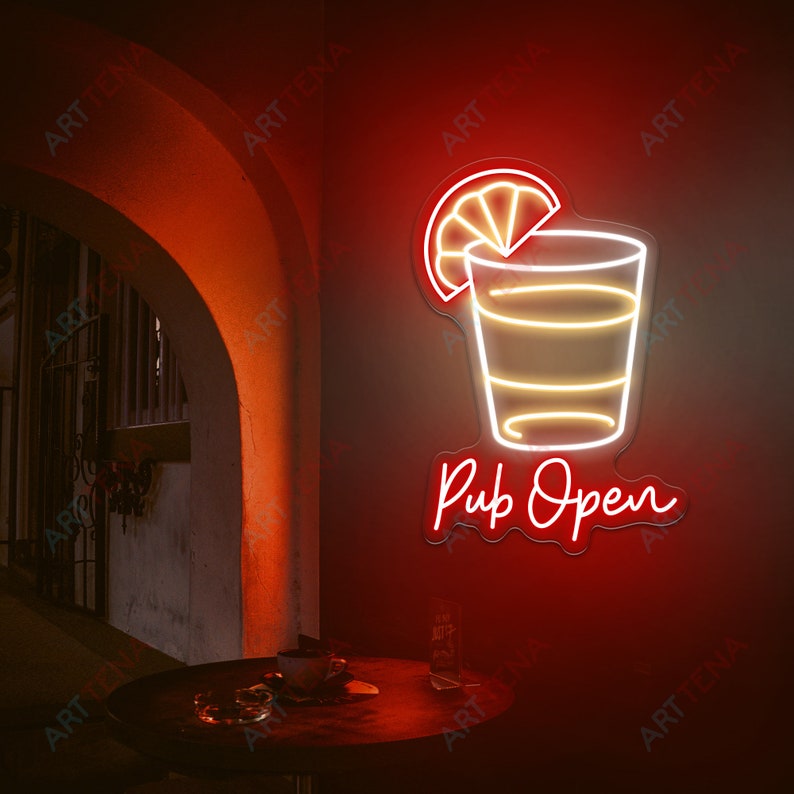 Tequila Shot Glasses Neon Sign Cocktail Neon Sign Pub Open - Etsy