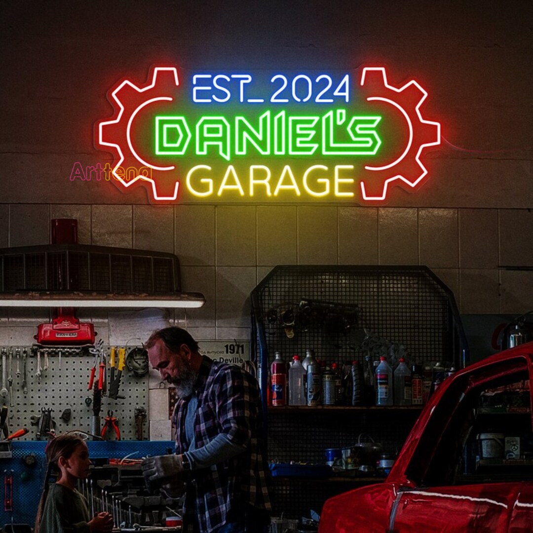 Custom Garage Neon Sign Car Service Decor Gearbox Neon Sign Man Cave ...