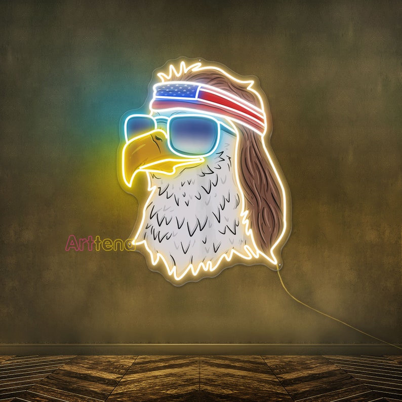 American Bald Eagle Mullet Neon Sign Eagle Mullet USA UV Printing Led ...