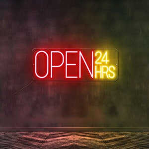 Open 24h Neon Sign, Open Neon Signage, Bar Open Neon Sign, Neon Open ...
