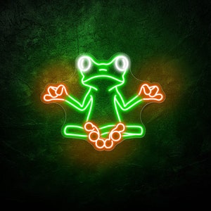 Frog Zen Attitude Neon Sign, Meditating Frog Sign Light, Meditation ...