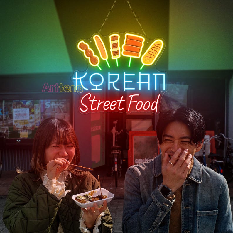 Korean Street Food Led Neon Sign Custom Korean Restaurant Decor ...