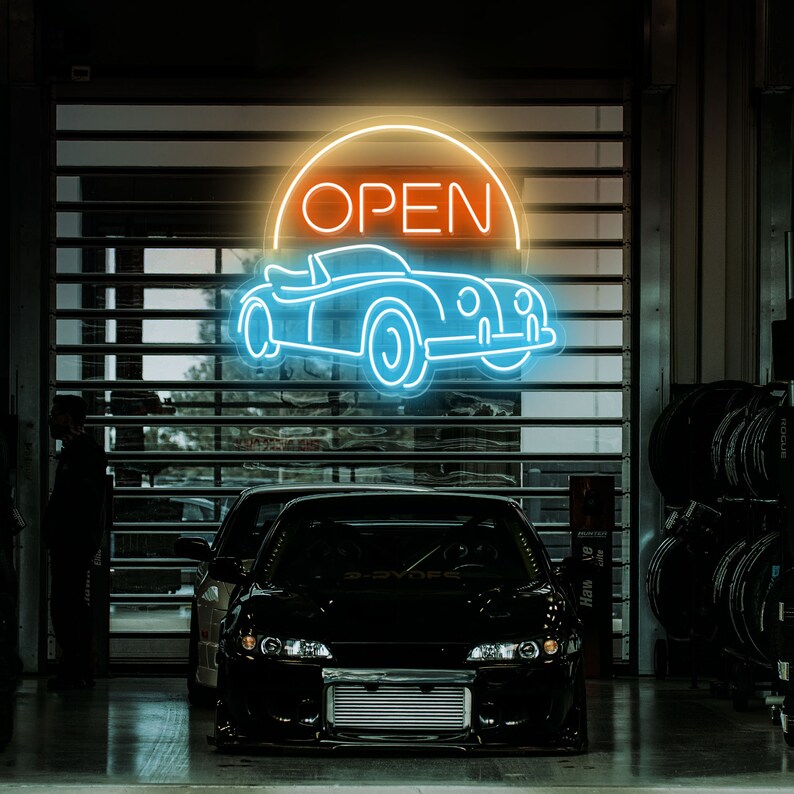 Open Neon Custom Car Neon Signs Garage Decoration Garden Wall - Etsy