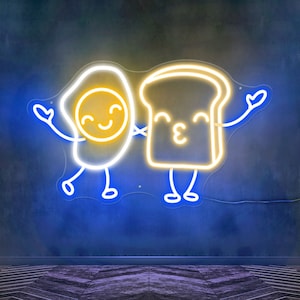 Cute Toast Neon Sign Kawaii Breakfast Gift Kids Room Kitchen Decor ...